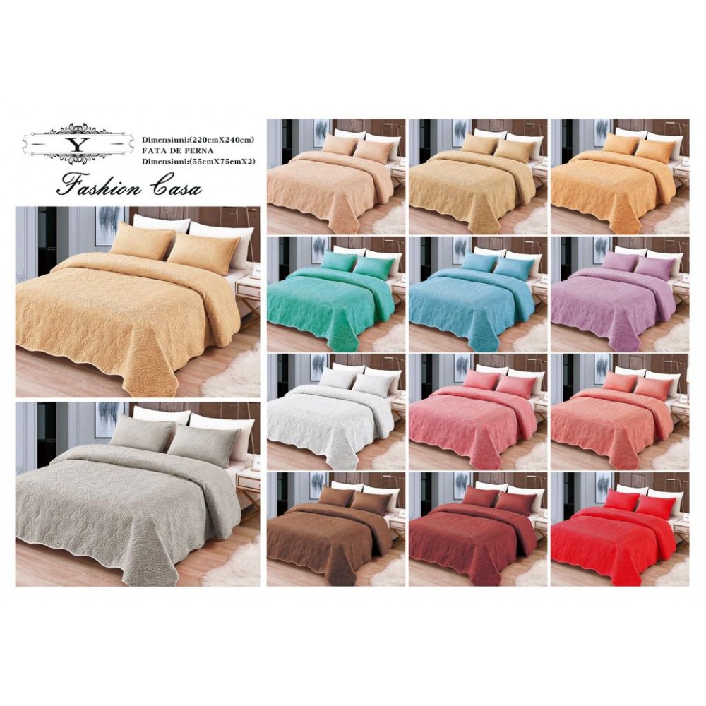 Cuvertura de pat din Catifea + 2 fețe de perna , Maro 1 - Promotie Cuvertura de pat din Catifea ...